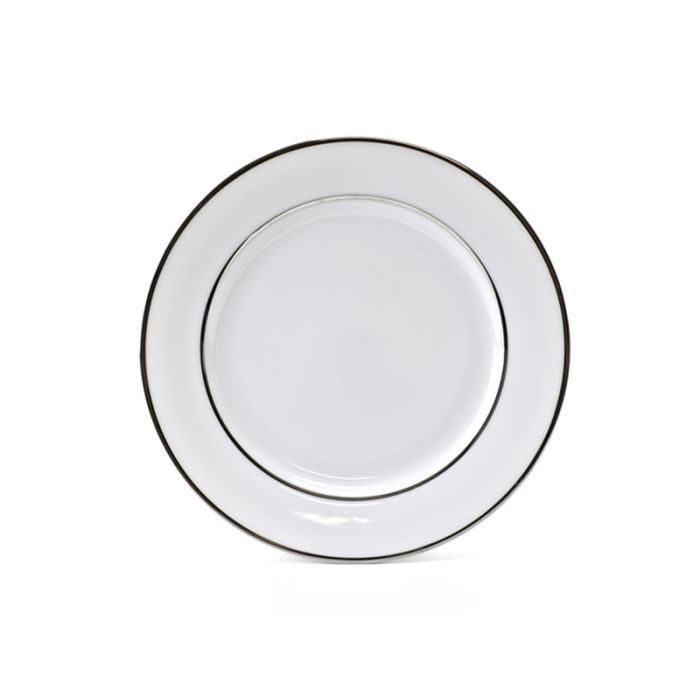 Rent the White with Silver Rim Dinner Plate 10.5" | CORT Party Rental
